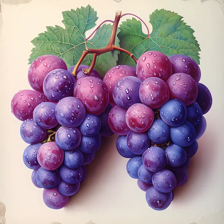 Fresh Purple Grapes with Water Droplets