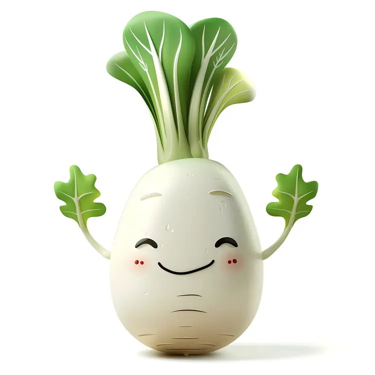 Happy White Radish Cartoon
