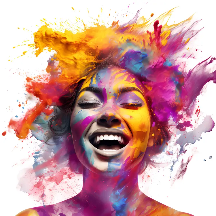 Happy Cartoon Face with Colorful Splash