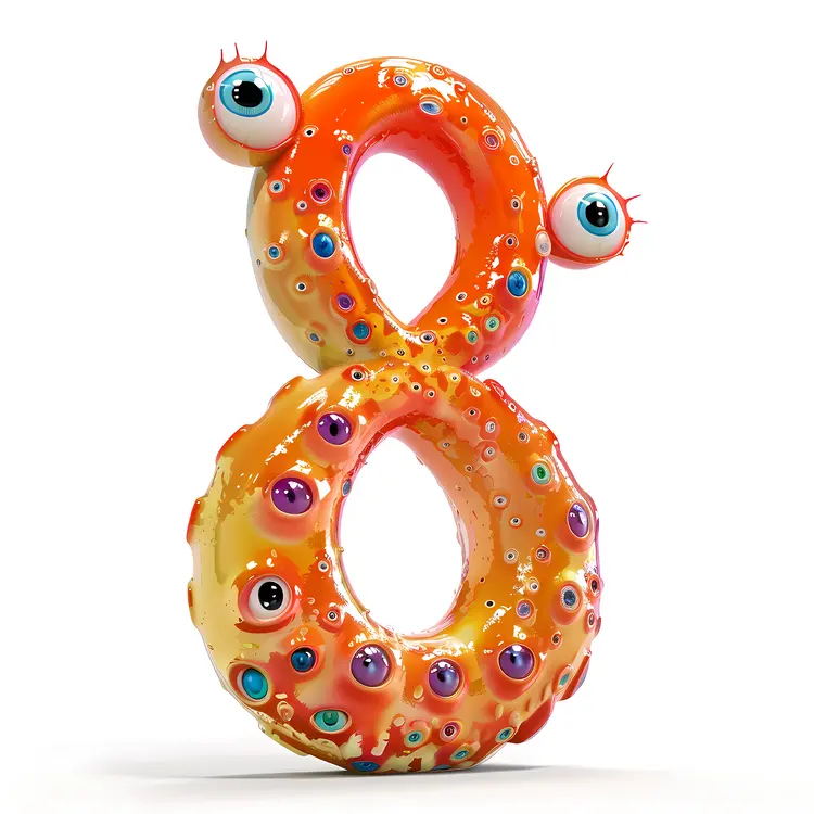 Cute Cartoon Number 8 with Eyes