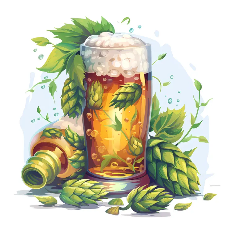 Beer with Hops and Leaves