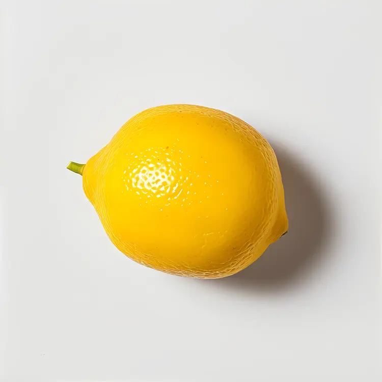 Single Yellow Lemon on White Background