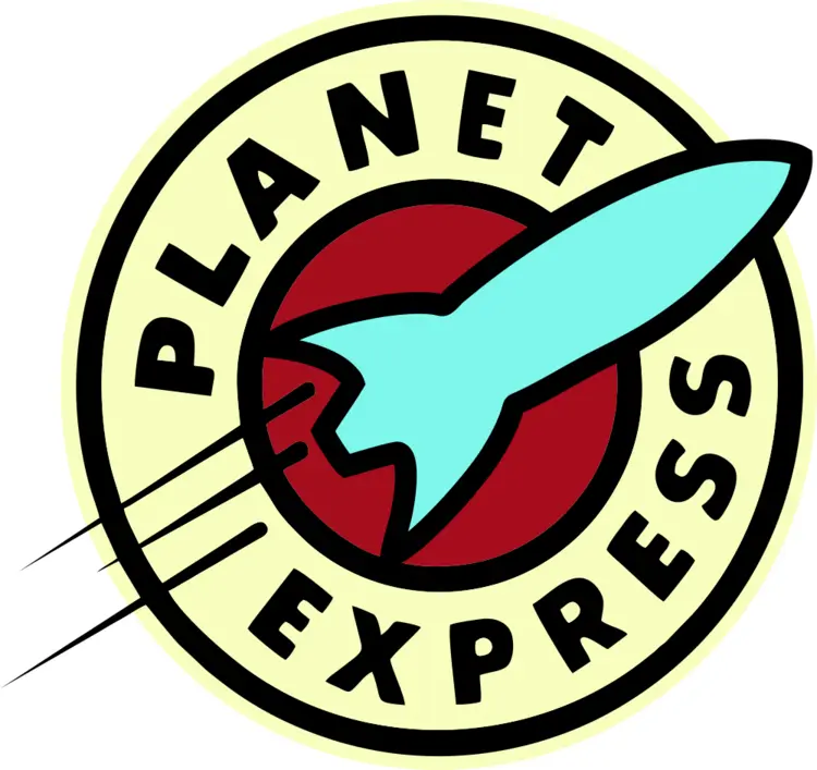 Planet Express Logo with Blue Rocket