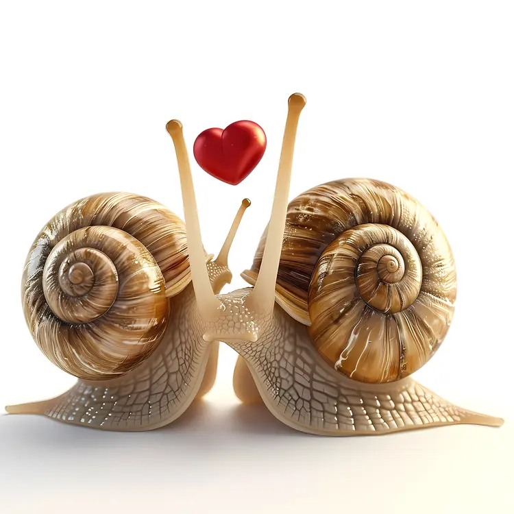 Snails in Love with Hearts