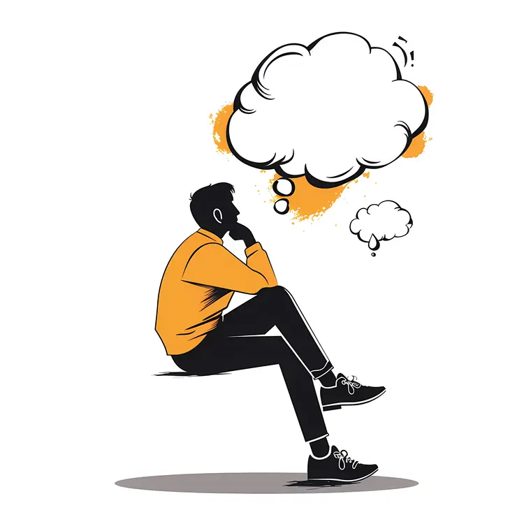 Man Sitting and Thinking Illustration