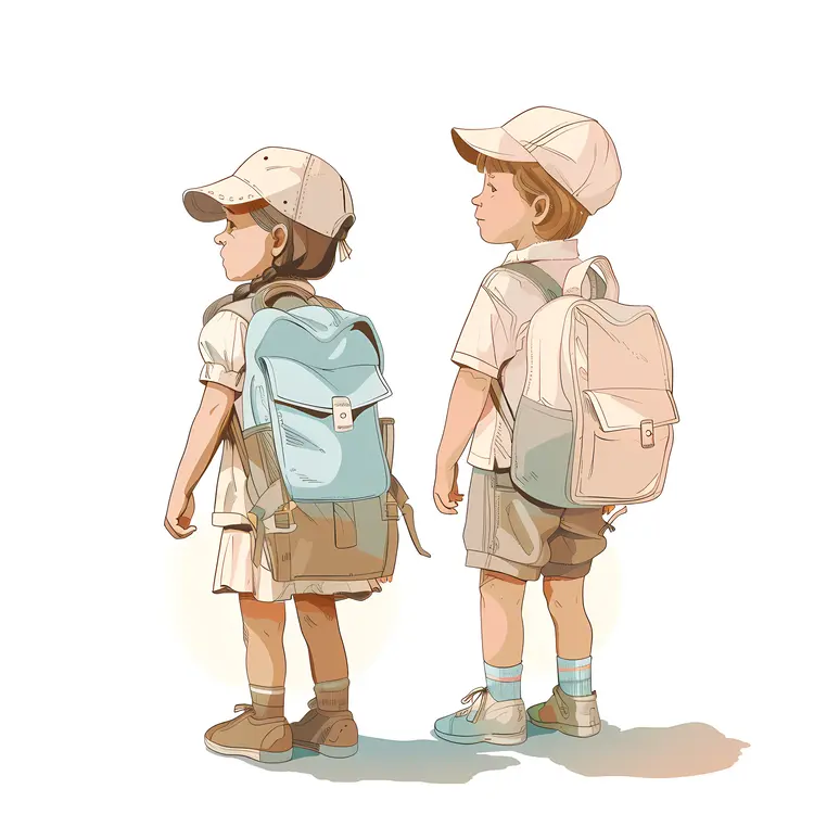 Children with Backpacks Ready for School Adventure