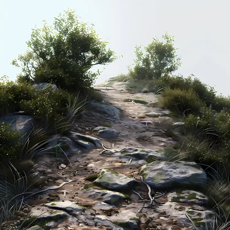 Rocky Path with Bushes