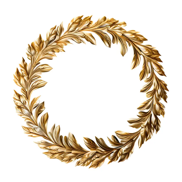 Golden Wreath with Detailed Leaves