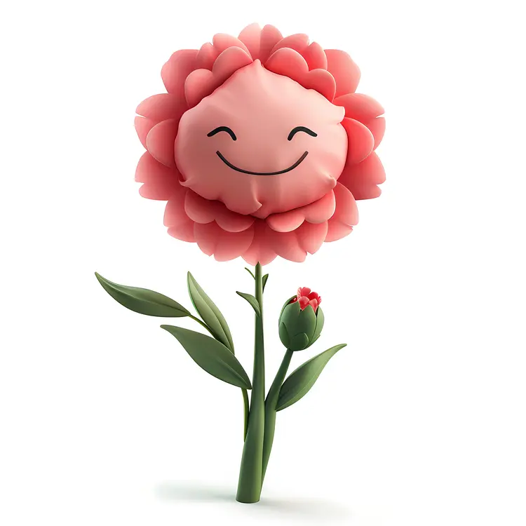 Smiling Pink Flower Cartoon