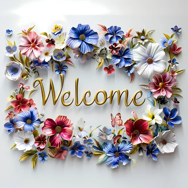 Colorful Floral Welcome Sign