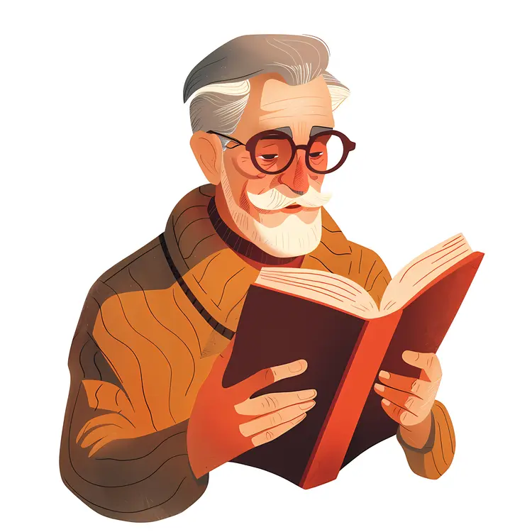 Elderly Man Reading a Book