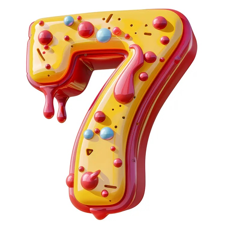 Cute Yellow Number 7 Cartoon Character