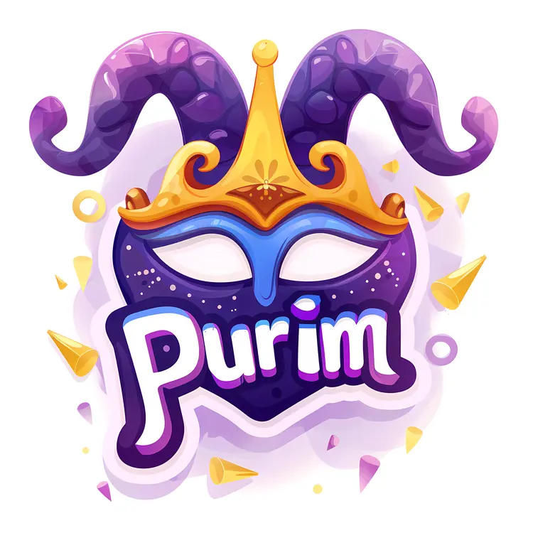 Purple Jester Mask for Purim Celebration