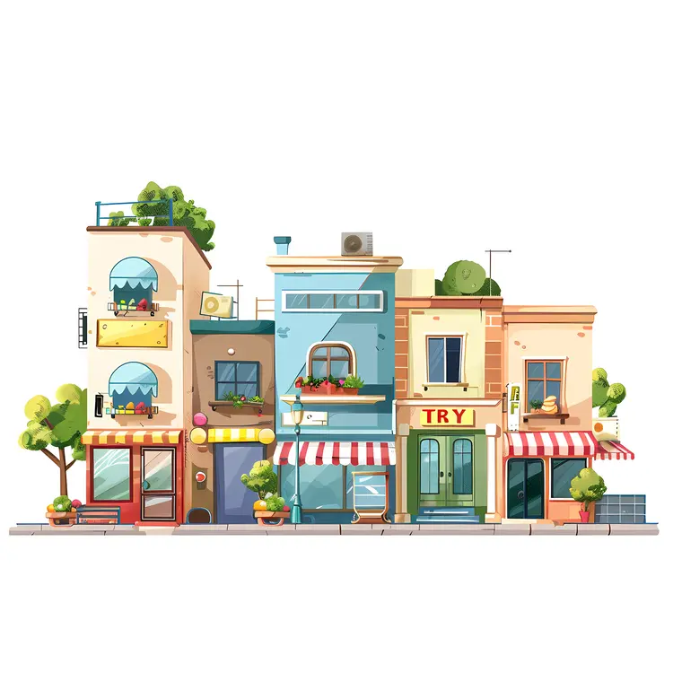 Colorful Storefronts and Buildings