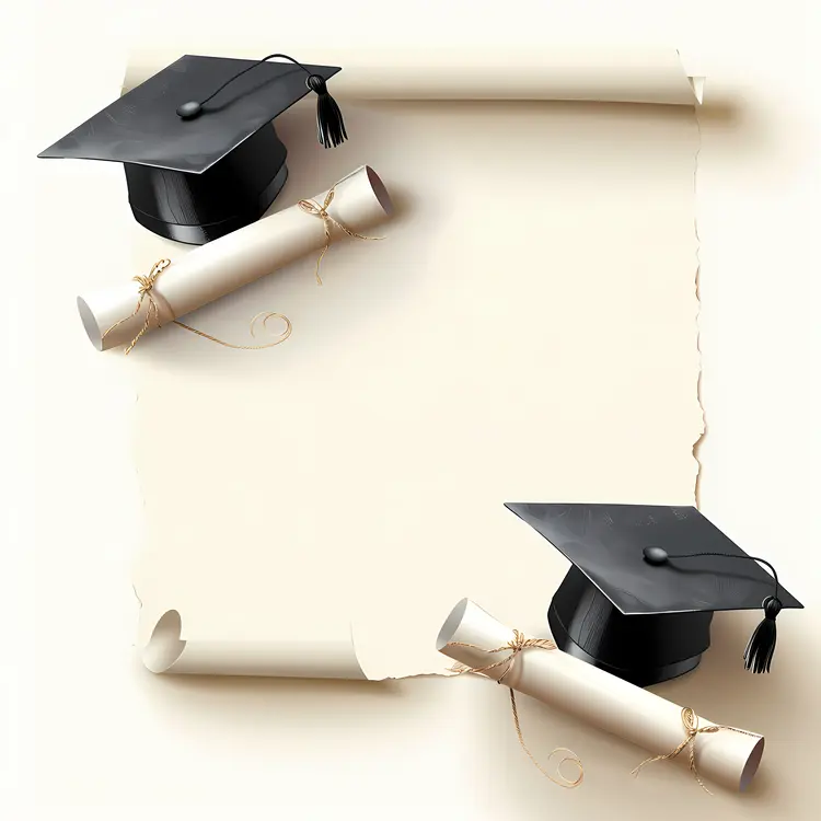 Graduation Cap and Diploma Scrolls