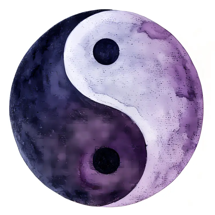 Purple Yin Yang Symbol with Watercolor Texture