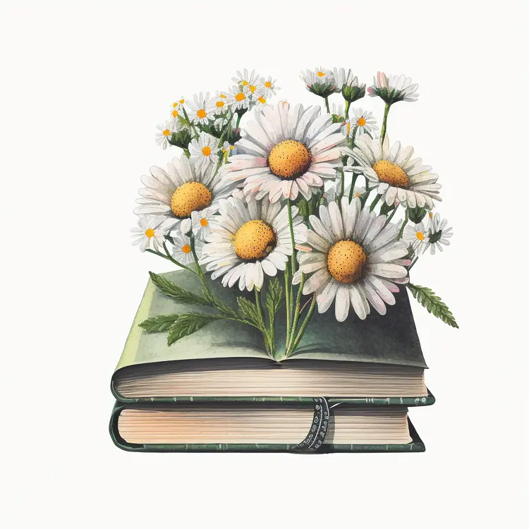 Beautiful Daisies on a Book
