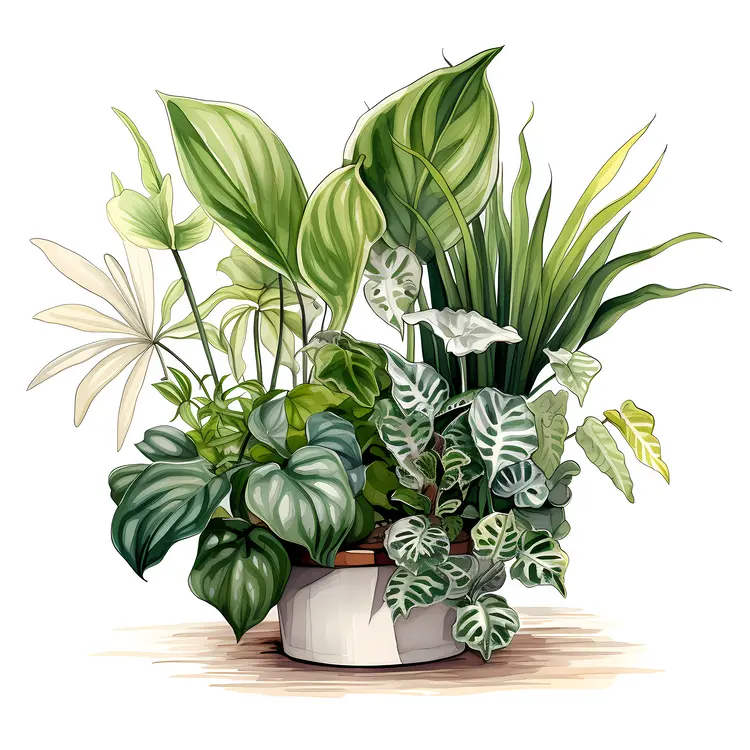 Realistic Indoor Plants in a Pot