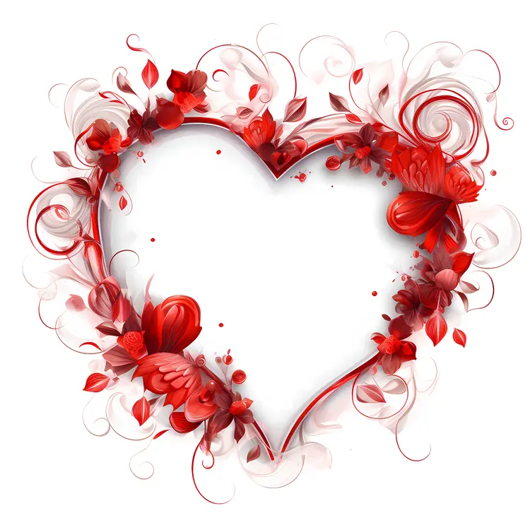 Red and White Swirl Heart Frame