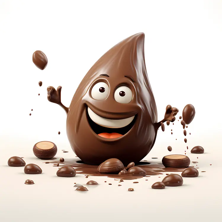 Happy Chocolate Drop Character