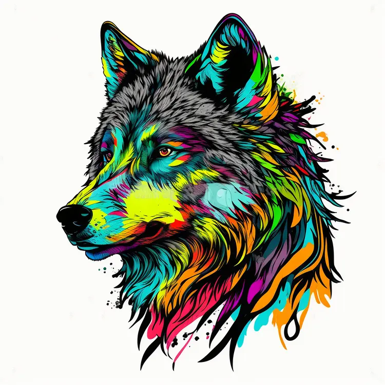 Colorful Artistic Wolf Illustration