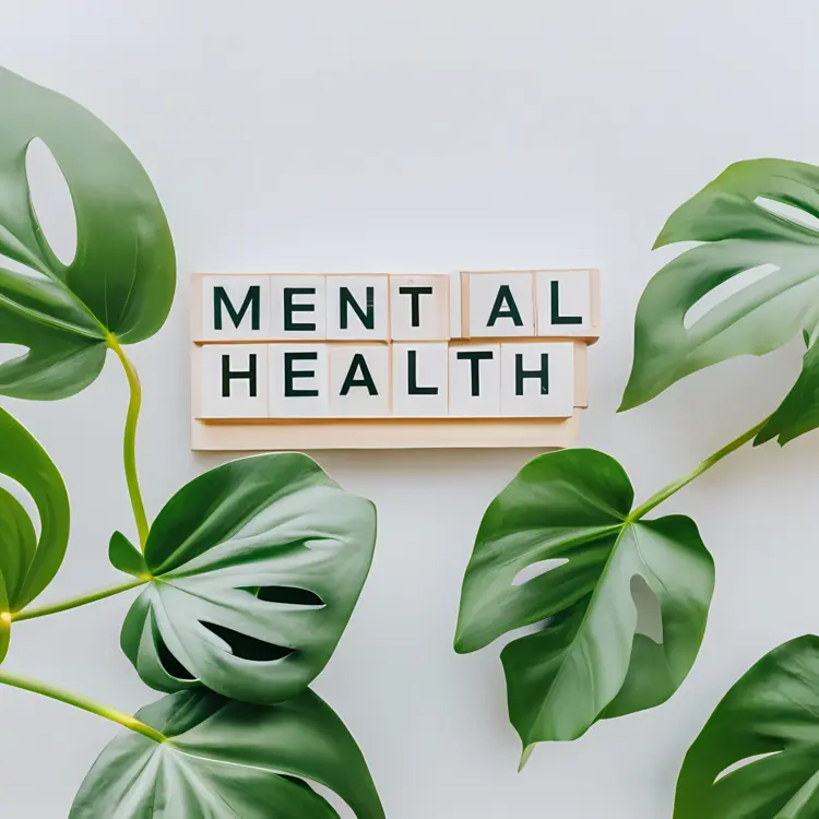 Mental Health Sign with Green Leaves