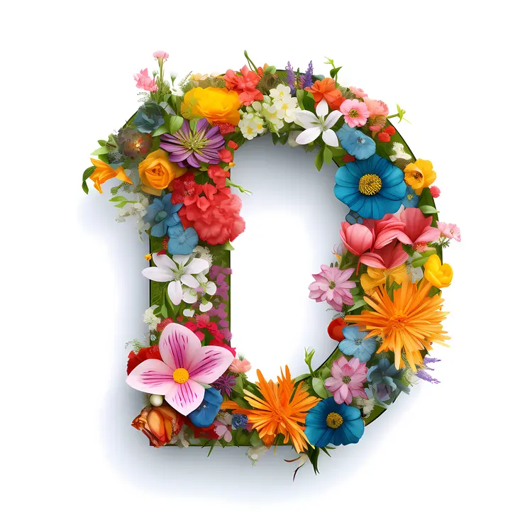 Colorful Floral Letter D