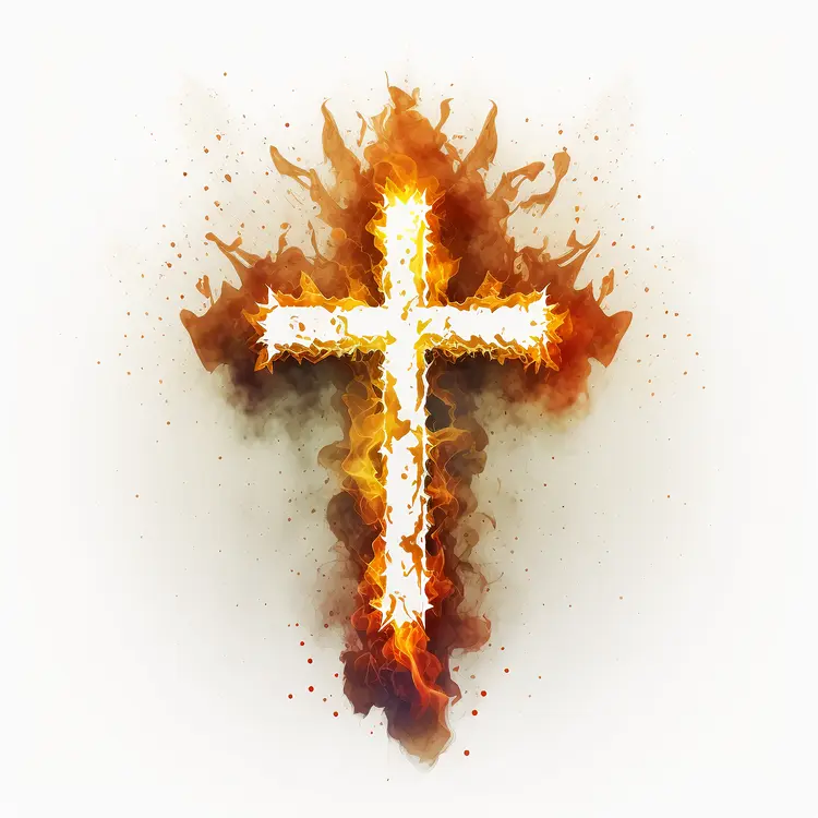 Fiery Cross Symbol with Flames