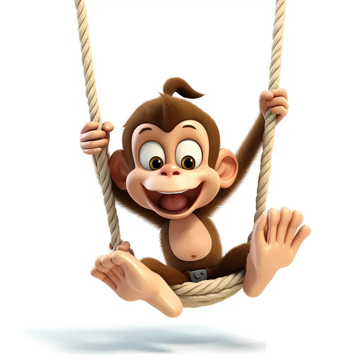 Happy Cartoon Monkey Swinging