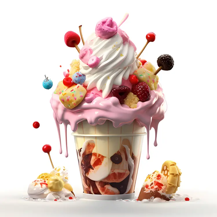 Delicious Ice Cream Sundae with Toppings