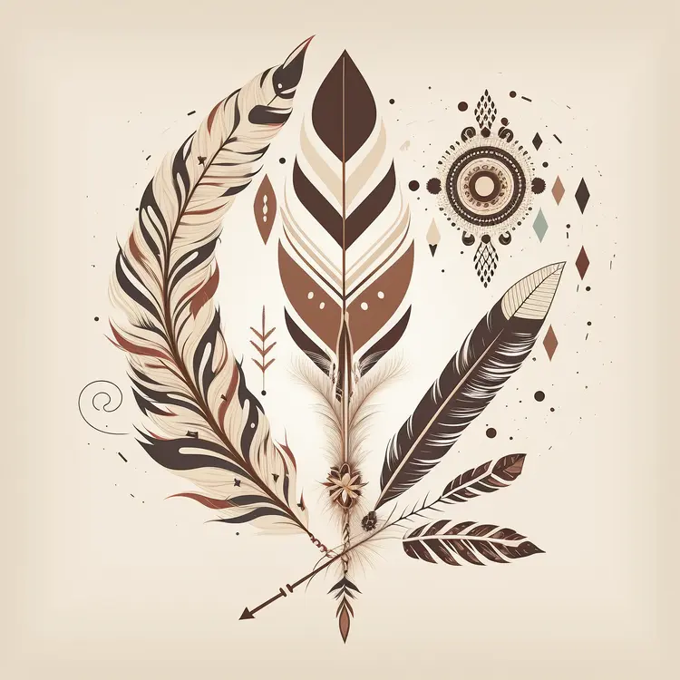 Beautiful Tribal Feather Art with Arrow and Patterns
