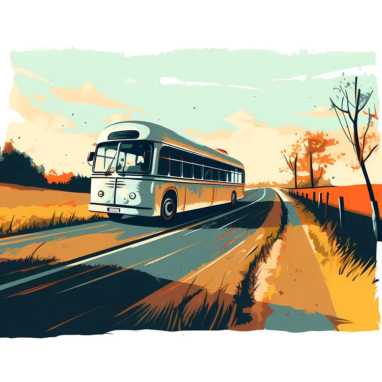 Vintage Bus on a Countryside Road