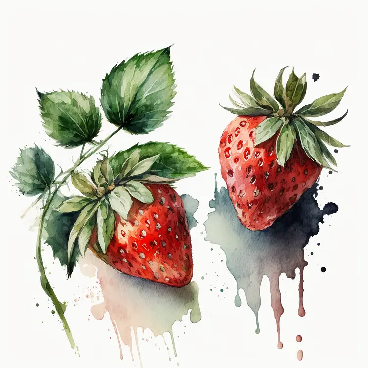Beautiful Watercolor Strawberries