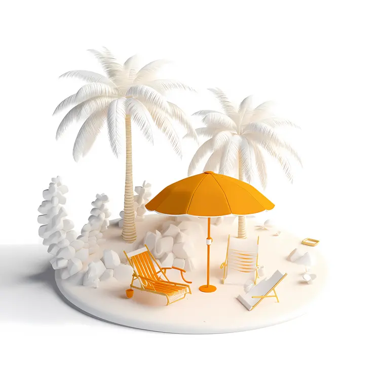 Minimalist Beach Scene with Umbrella