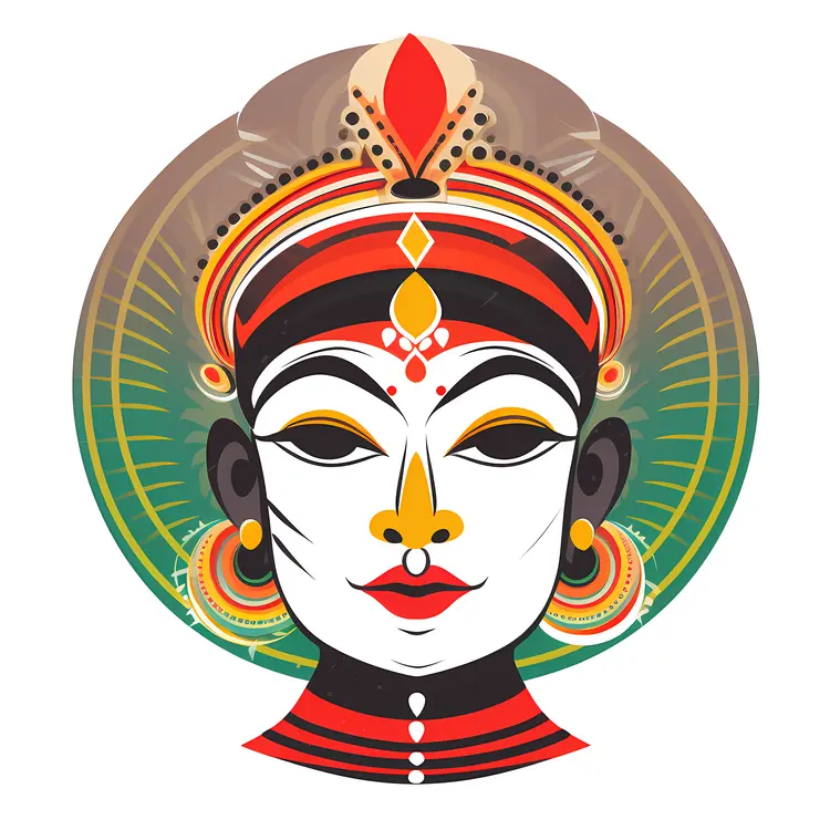 Traditional Kathakali Mask Illustration