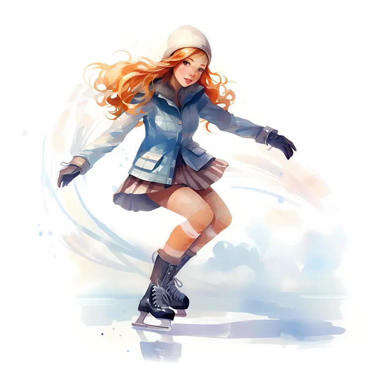 Ice Skater in Winter Outfit