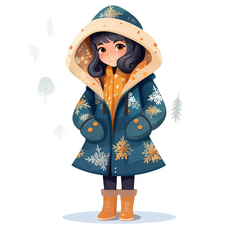 Girl in Winter Coat Illustration