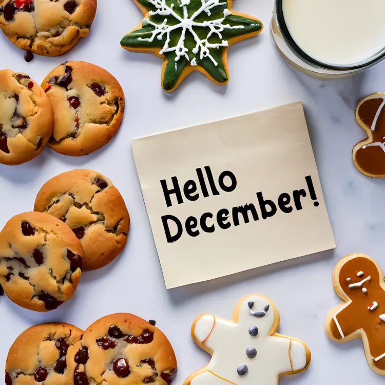 Hello December with Cookies and Milk
