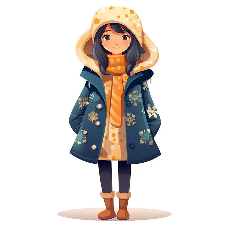 Cute Girl in Winter Coat Illustration