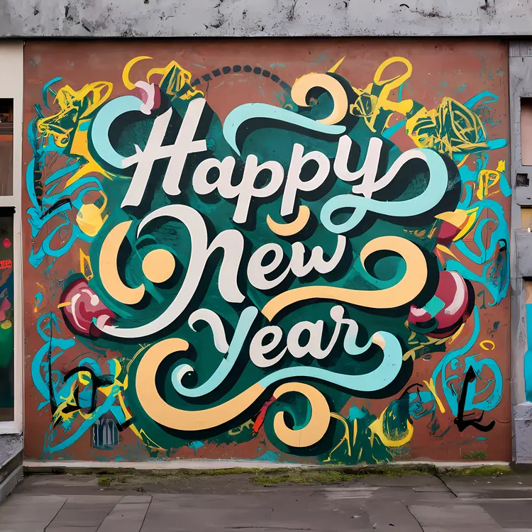 Graffiti Style Happy New Year Text