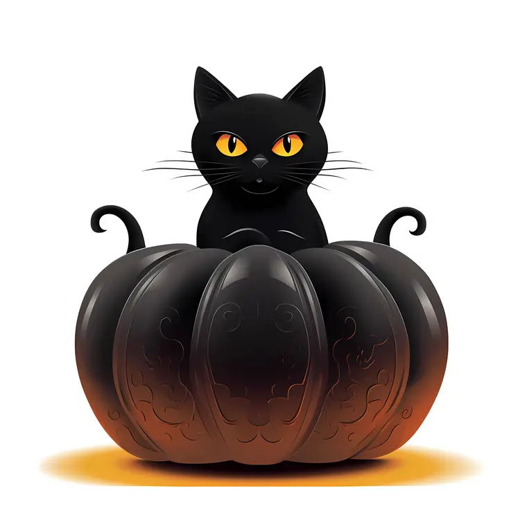 Black Cat in Pumpkin