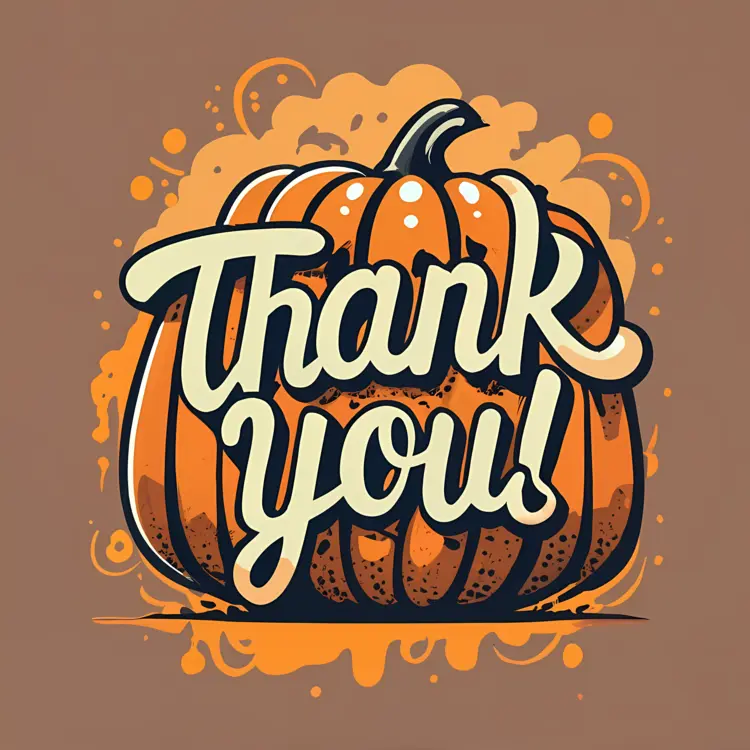Thank You Message on a Pumpkin with Artistic Background