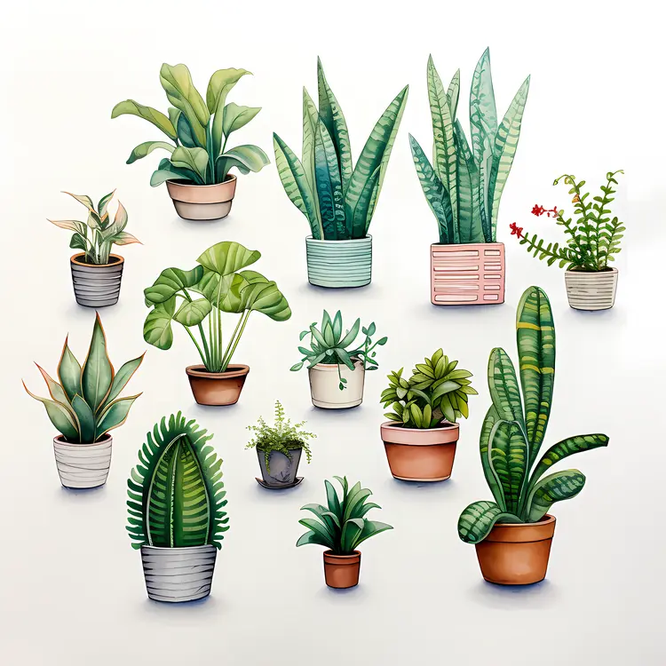 Assorted Potted Plants Collection