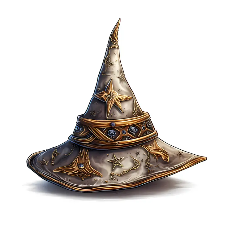 Golden Wizard Hat with Stars