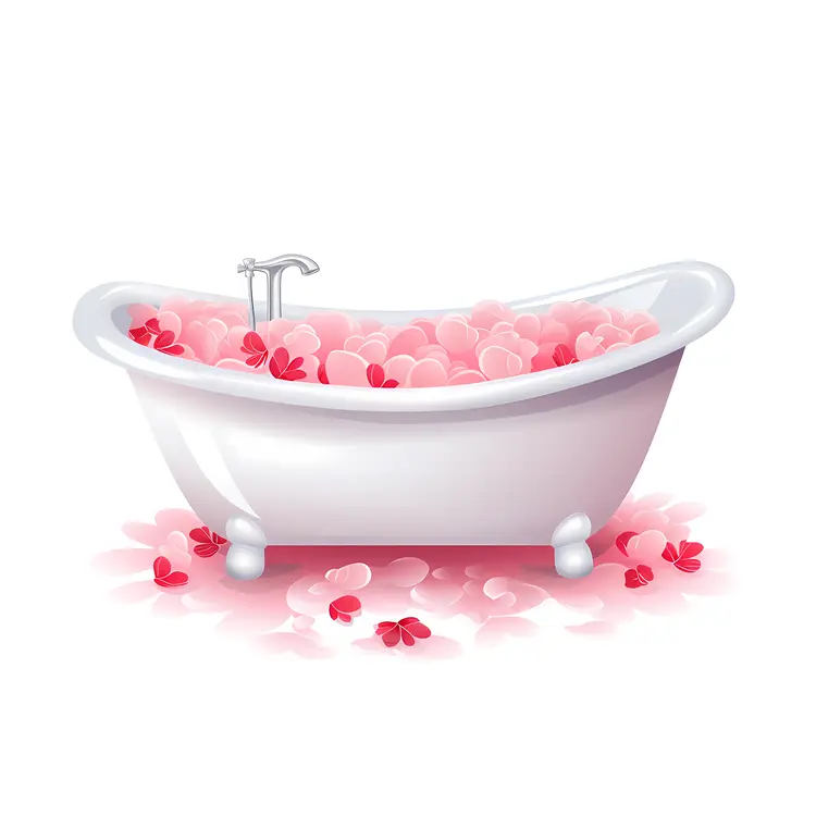 Romantic Bathtub with Rose Petals
