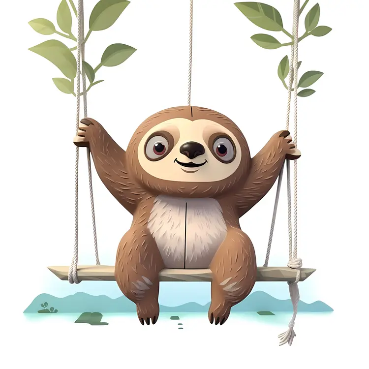 Cute Sloth on a Swing