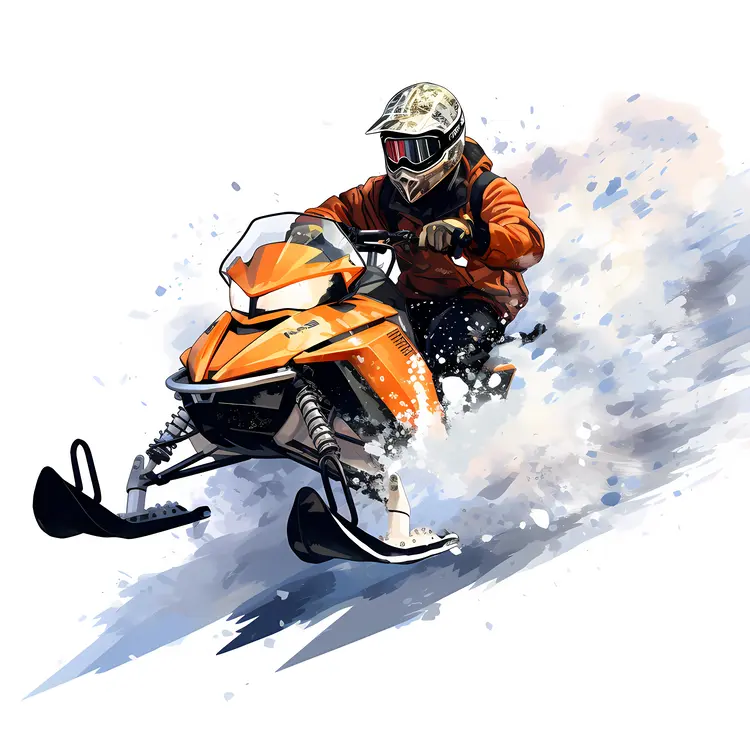 Snowmobile Rider in Action