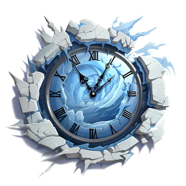 Ice Cave Clock with Cracked Design