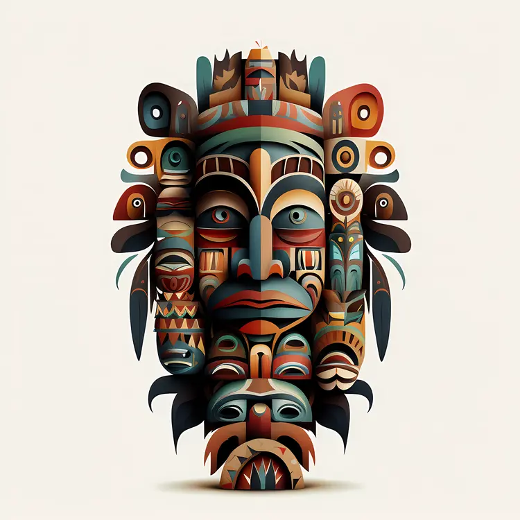 Traditional Native American Mask with Carvings