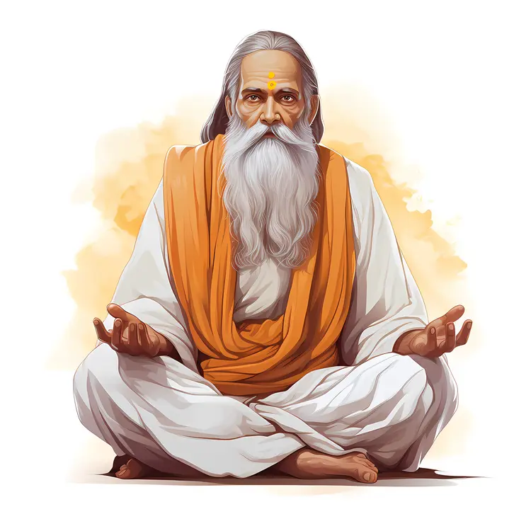 Wise Guru in Meditation Pose